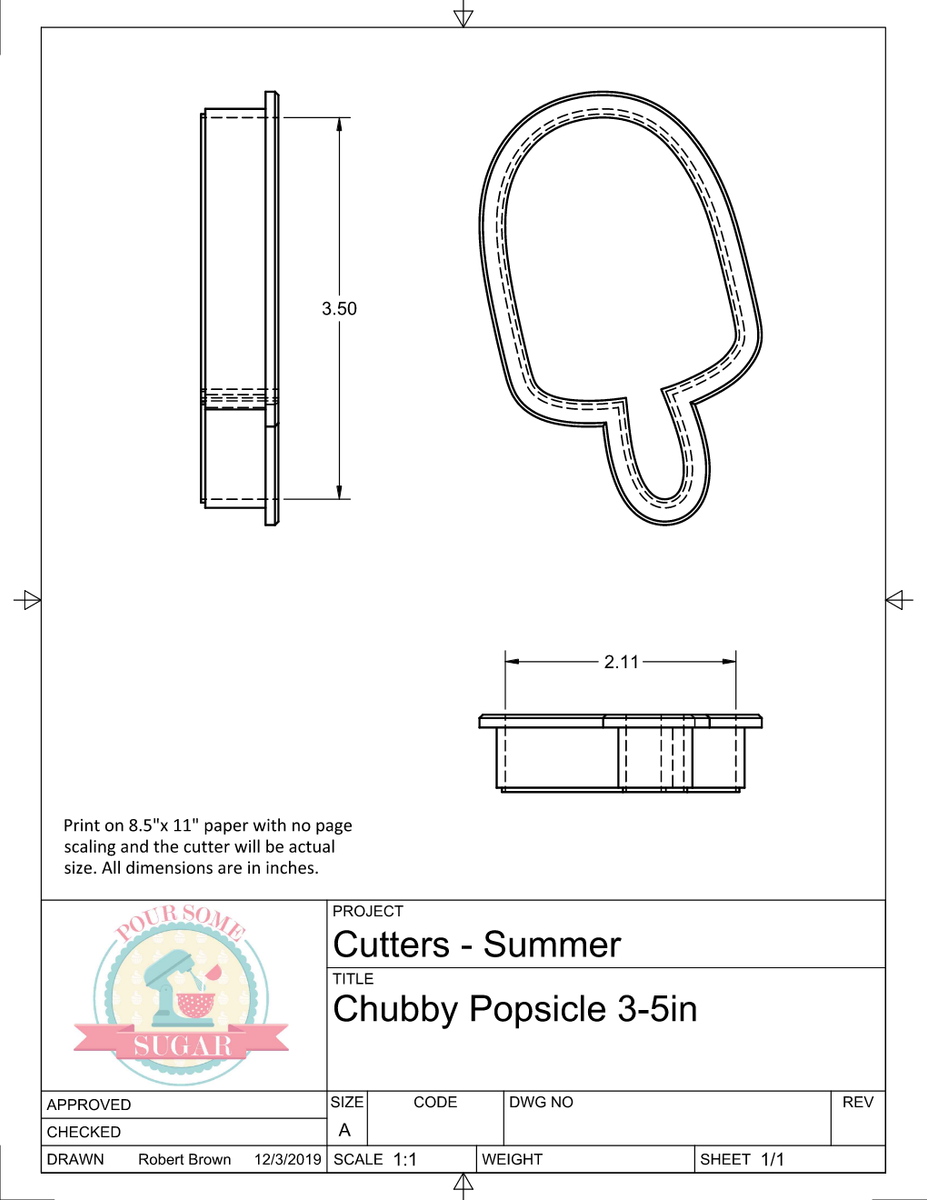 Chubby Popsicle Cookie Cutter/Fondant Cutter or STL Download – Pour ...