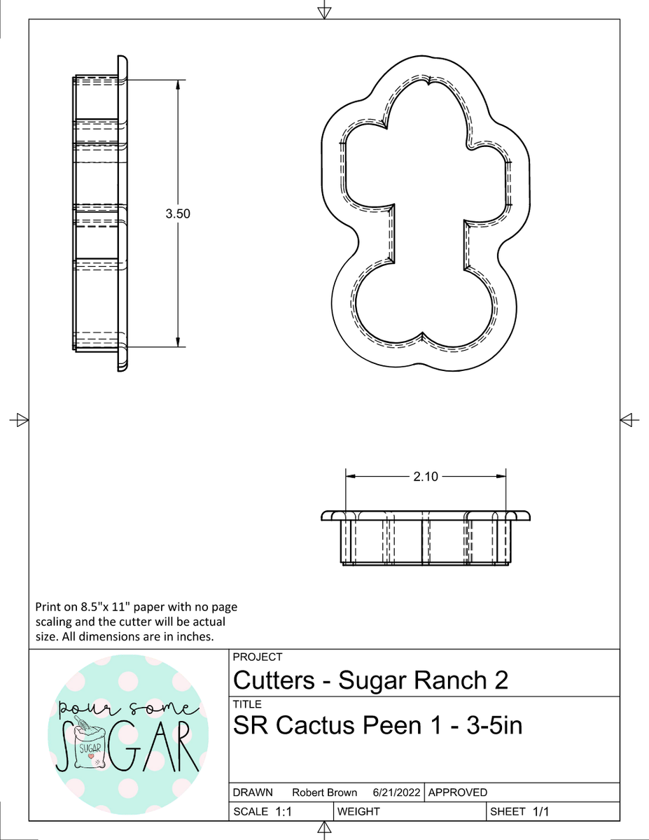 Sugar Ranch Cactus Peen 1 Cookie Cutter/Fondant Cutter or STL Download ...