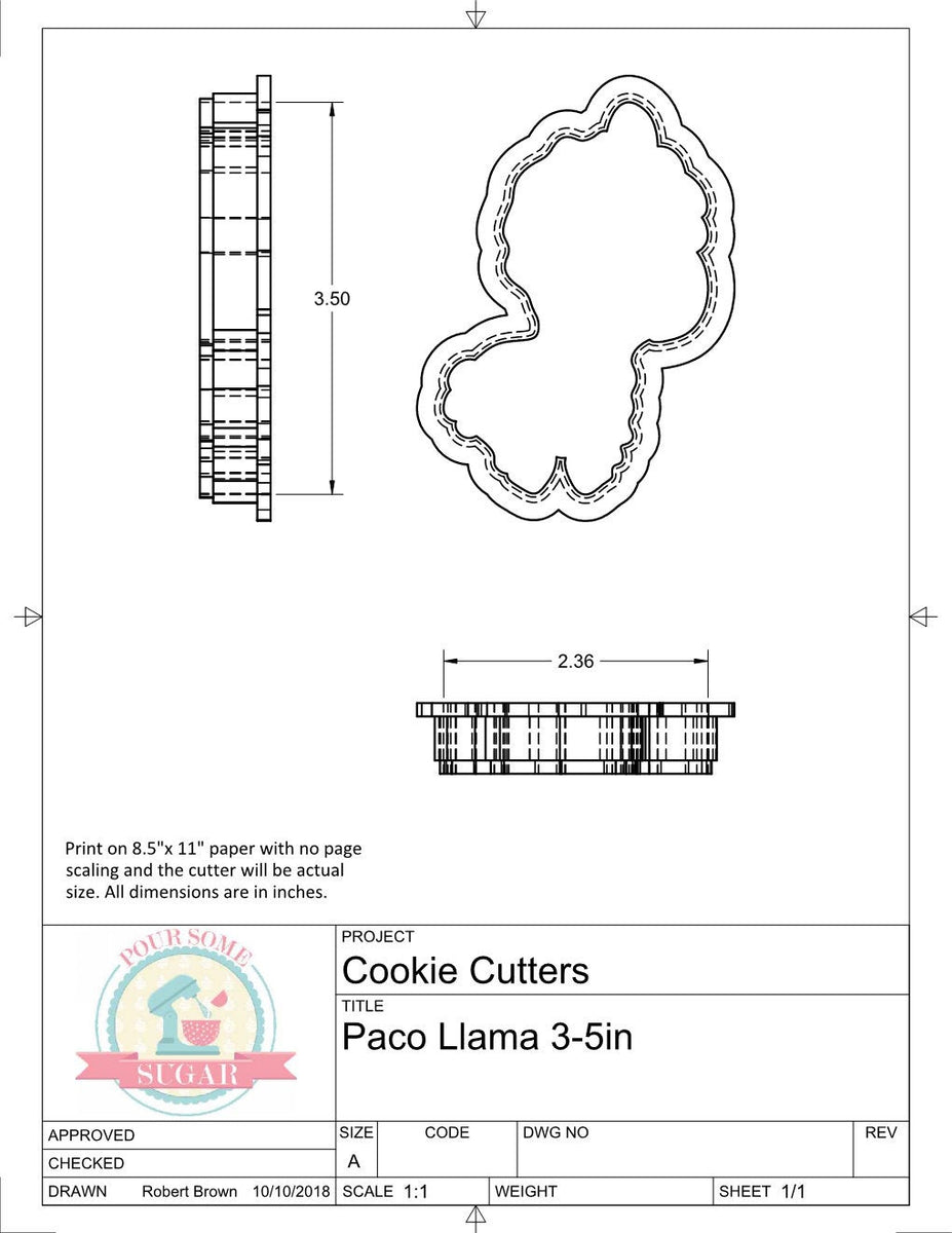 Paco Llama Cookie Cutter or Fondant Cutter – Pour Some Sugar, LLC